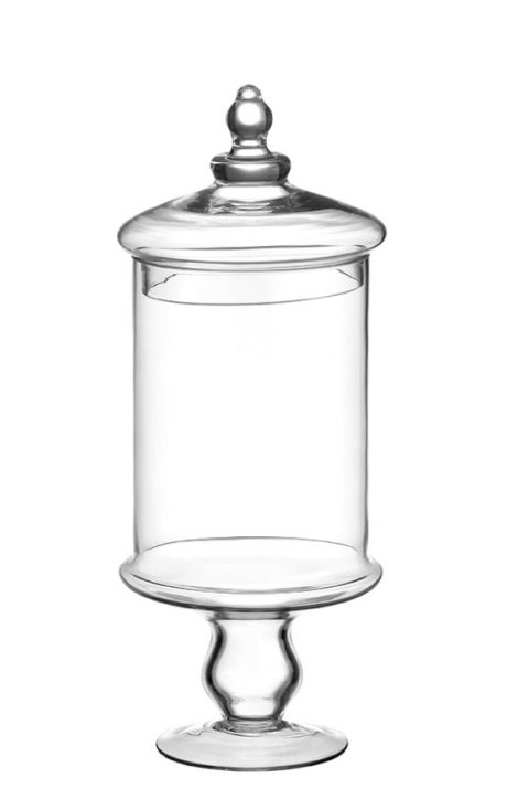 ΓΥΑΛΙΝΟ ΒΑΖΟ ΜΕ ΠΟΔΙ ΚΑΙ ΚΑΠΑΚΙ 17x34.5 cm - Petras Candles